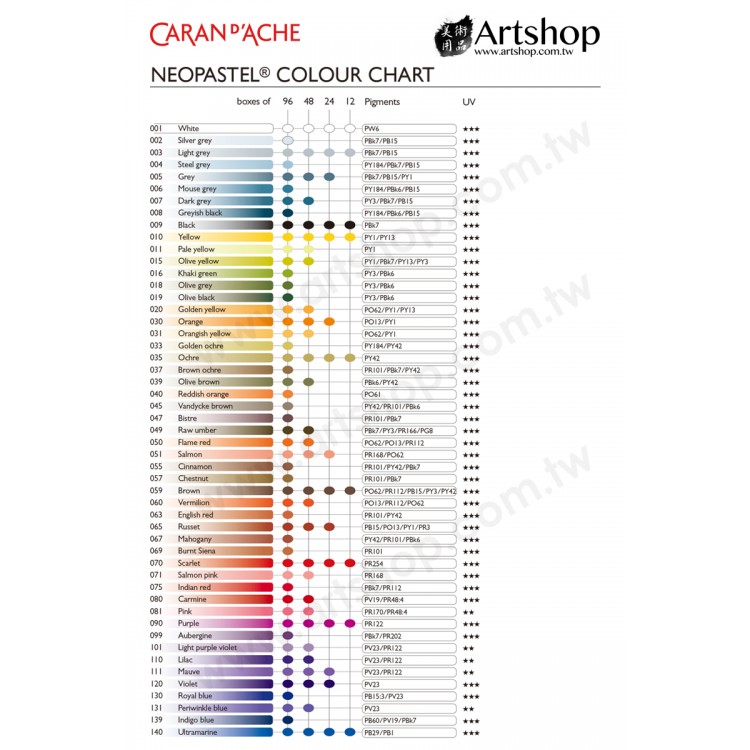 瑞士 CARAN D'ACHE 卡達 NEOPASTEL 專家級油性粉彩 (12色)