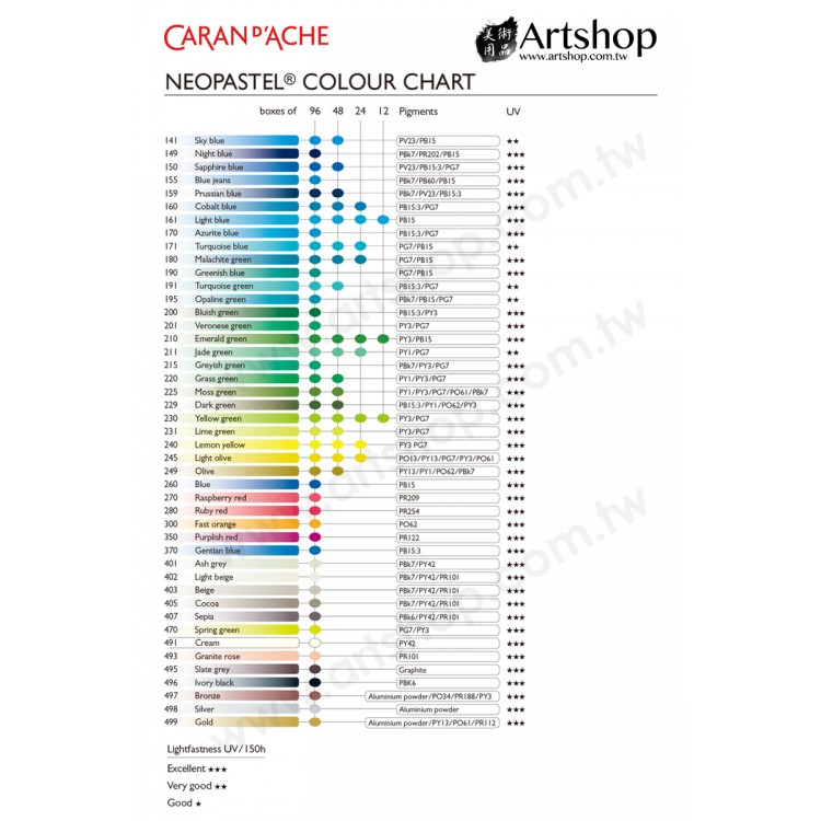 瑞士 CARAN D'ACHE 卡達 NEOPASTEL 專家級油性粉彩 (24色)